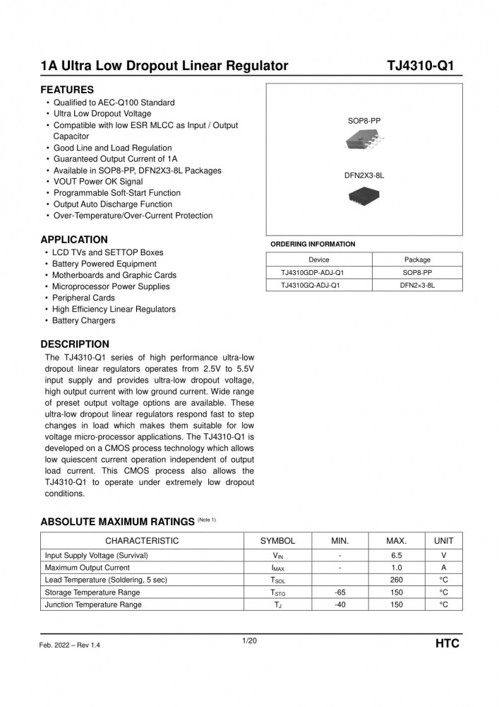 TJ4310-Q1 datasheet page 1