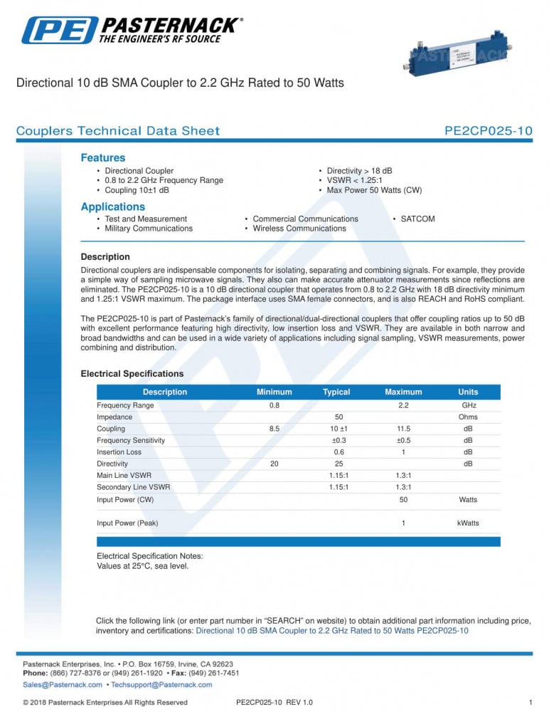 PE2CP025-10 technical document page 1