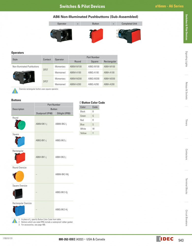 IDEC A6 series document page 3