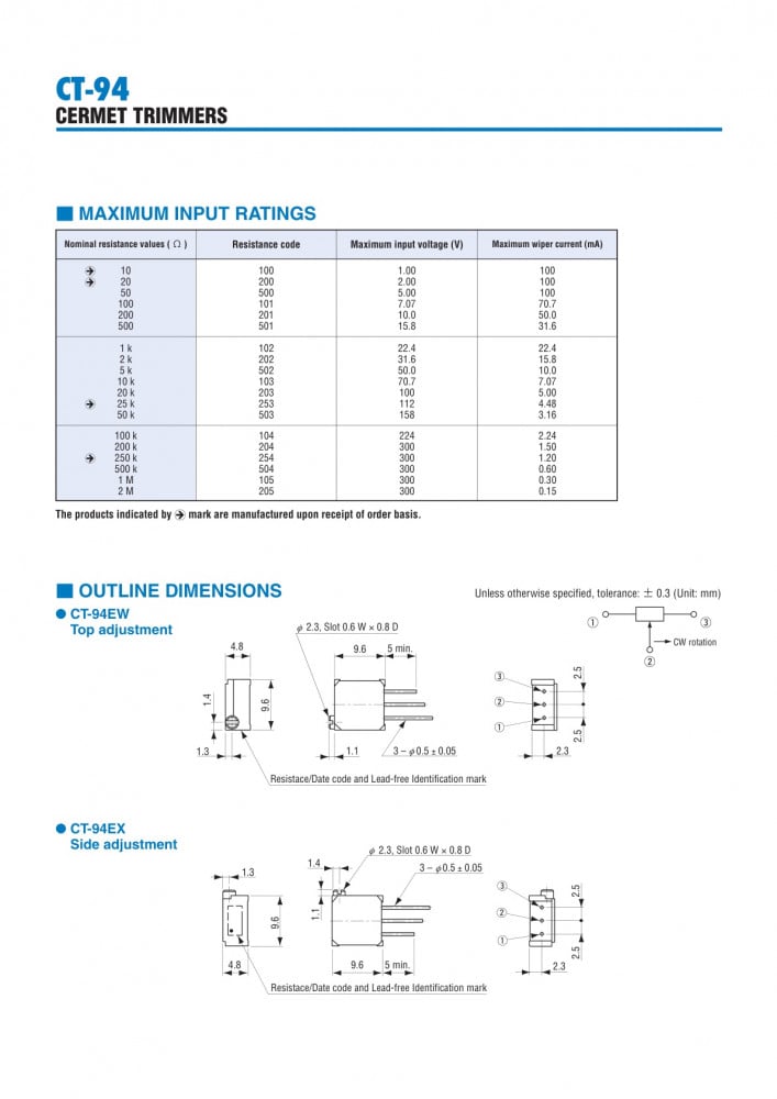 Nidec CT-94 series datasheet page 3