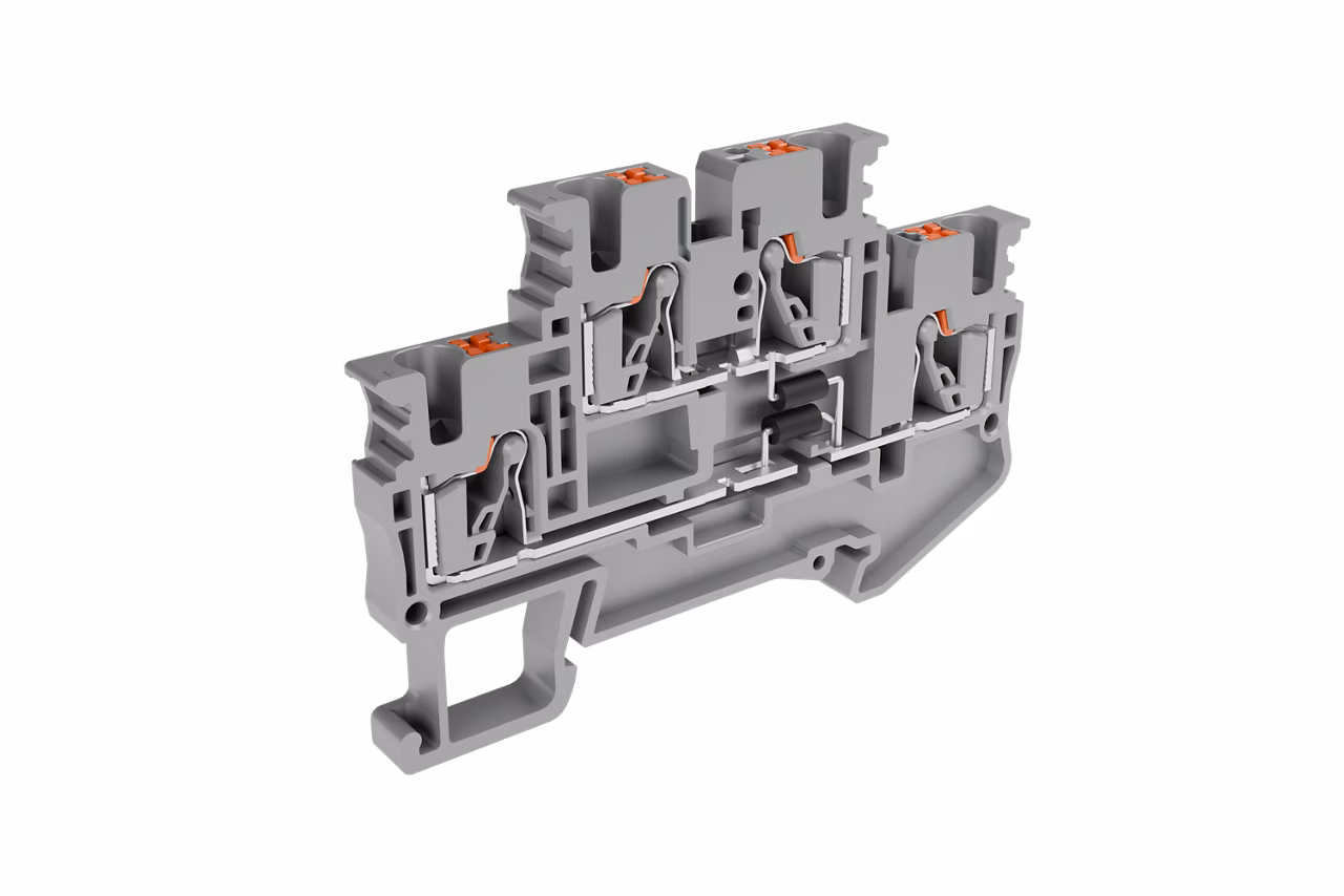 Double Level Diode Feed-Through Terminal Block, Push-in Design, 5.10mm Width, 300V, 0.5A for sale