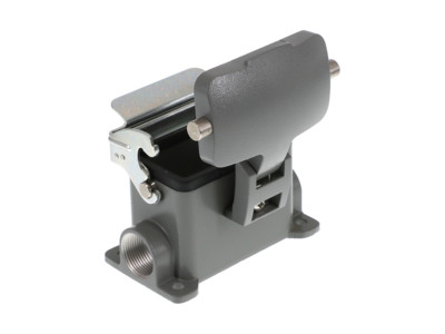 Heavy-Duty High Performance-Harsh Environment (HP-HE) Screw Locking Hood, Zinc Alloy, Top Entry, Size 24B «104x27», M25x3 Thread, Black