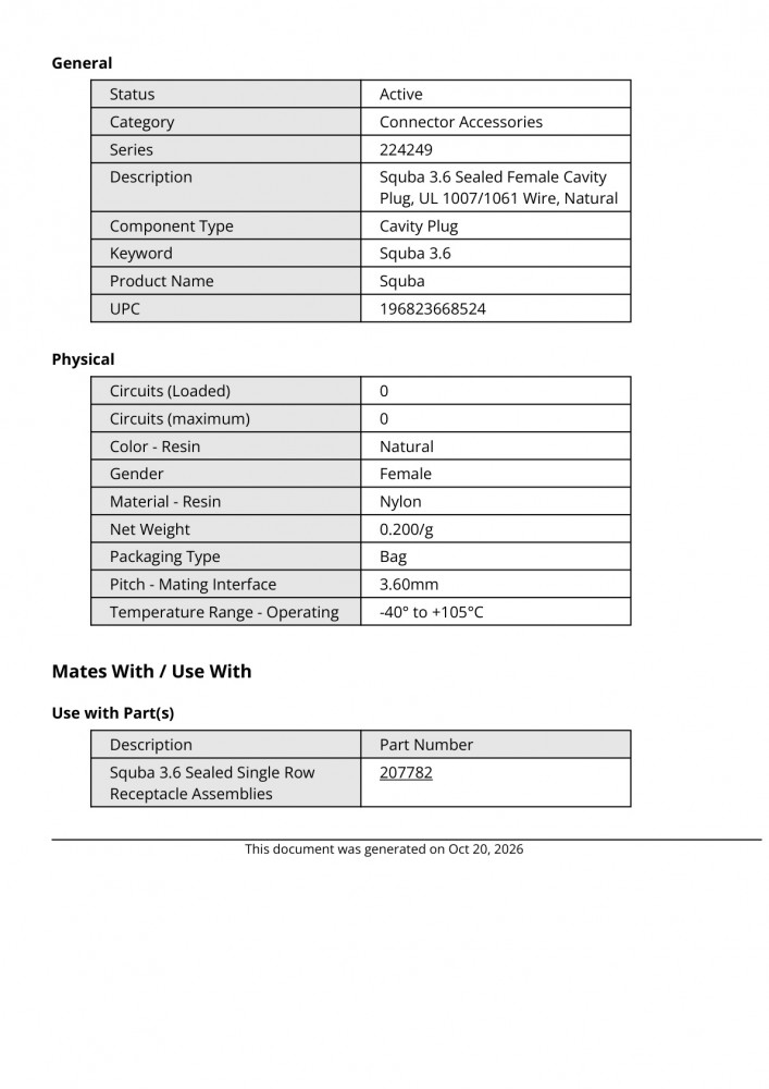 Technical document page 2 for Molex 2242490001