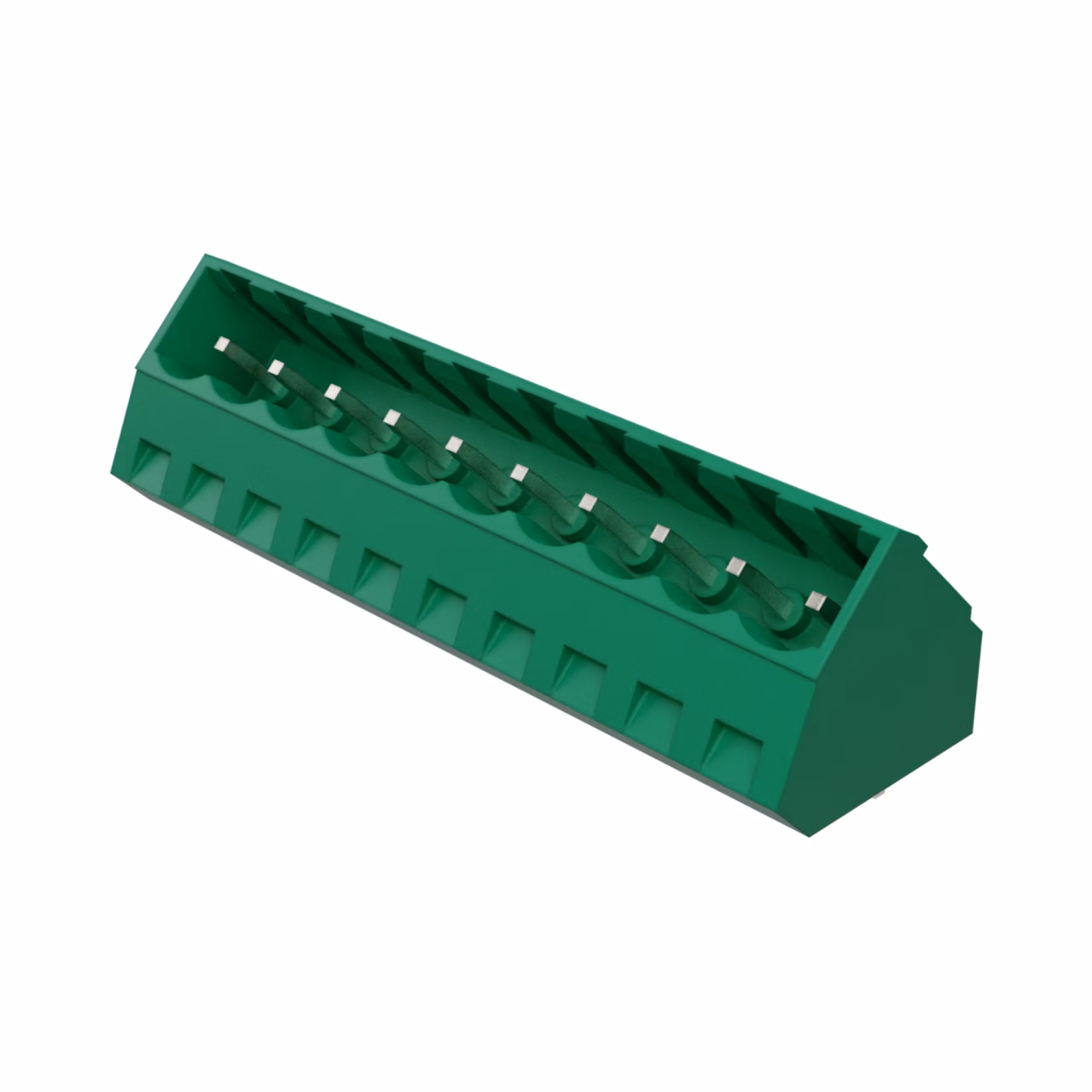 5.00mm Pitch Eurostyle 45° Angle PCB Header, Closed Ends, 10 Circuits, Green for sale