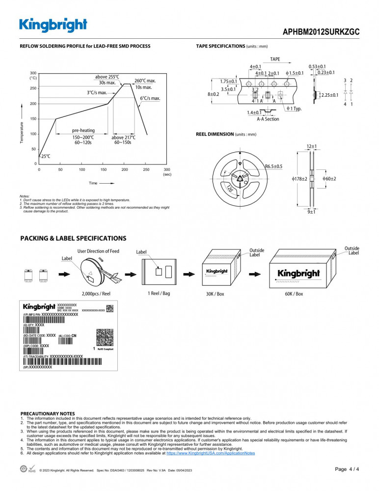 APHBM2012SURKZGC datasheet page 4