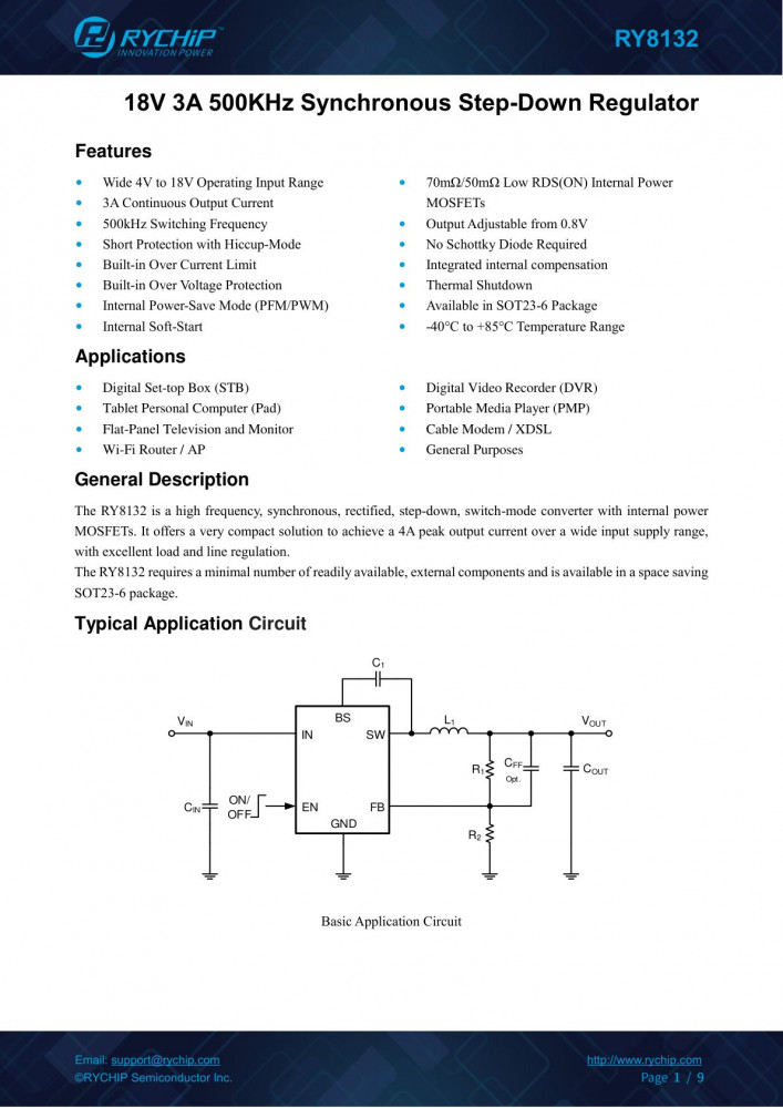 RY8132 datasheet page 1