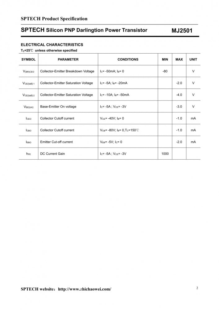 MJ2501 datasheet page 2