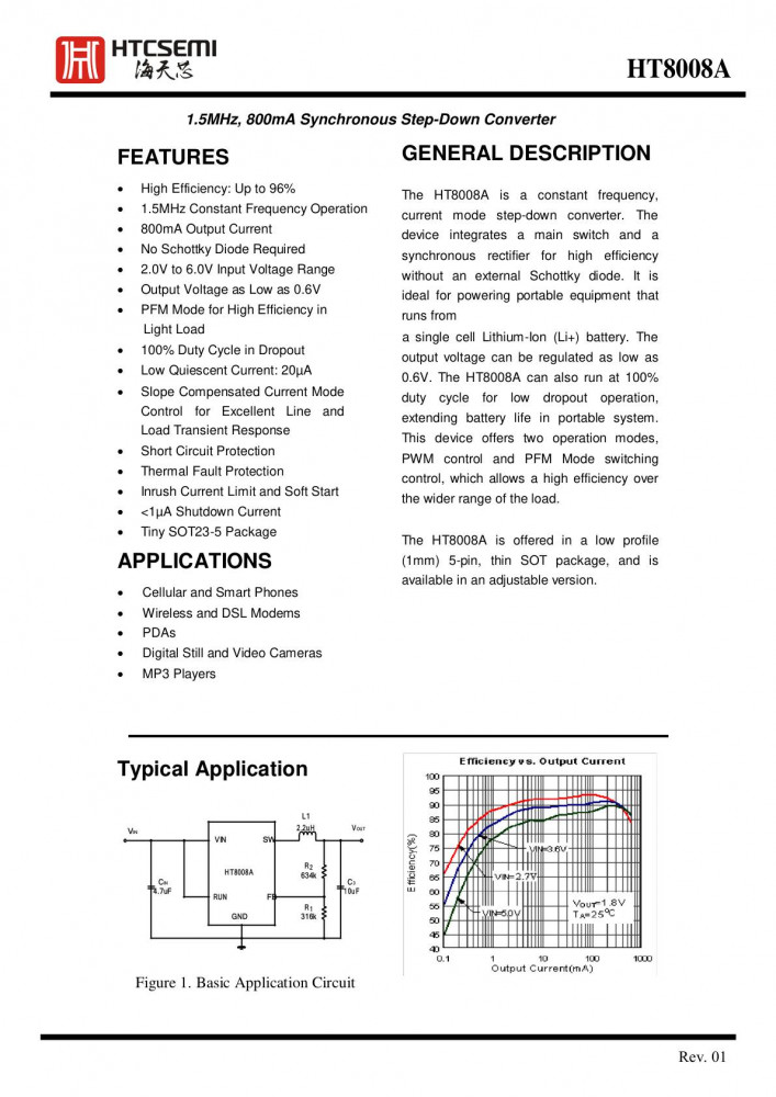 HT8008ARTZ datasheet page 1