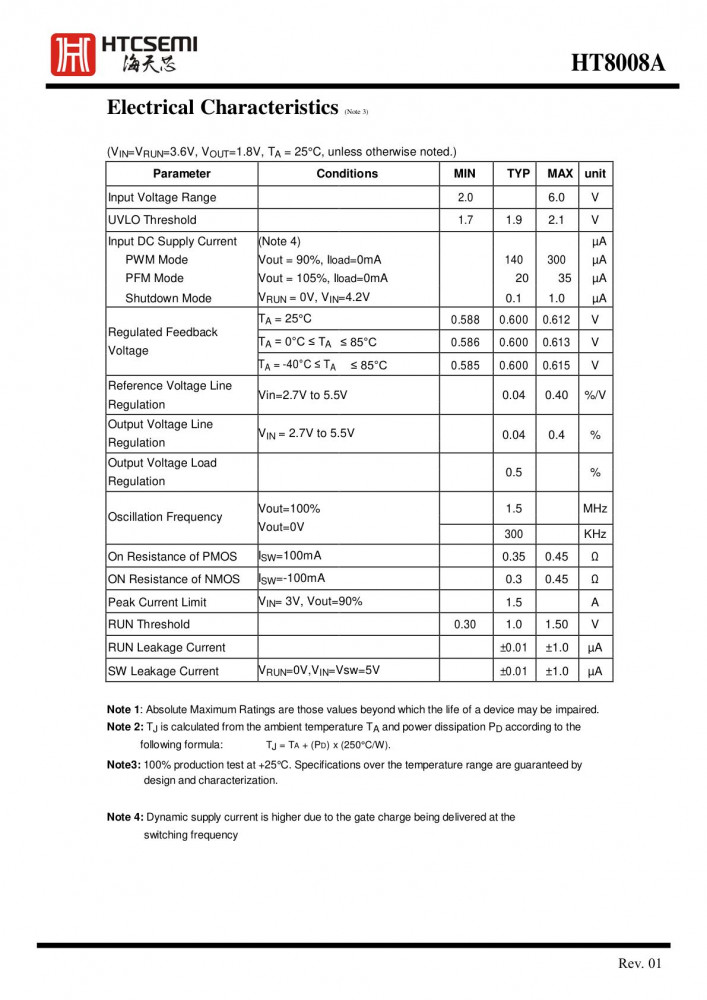 HT8008ARTZ datasheet page 3