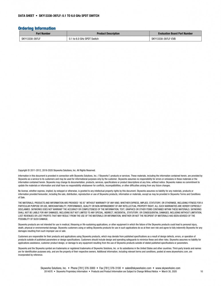 SKY13330-397LF datasheet page 10