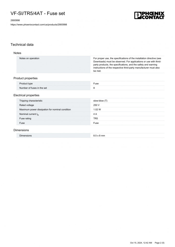 Phoenix Contact 2900998 technical document page 2