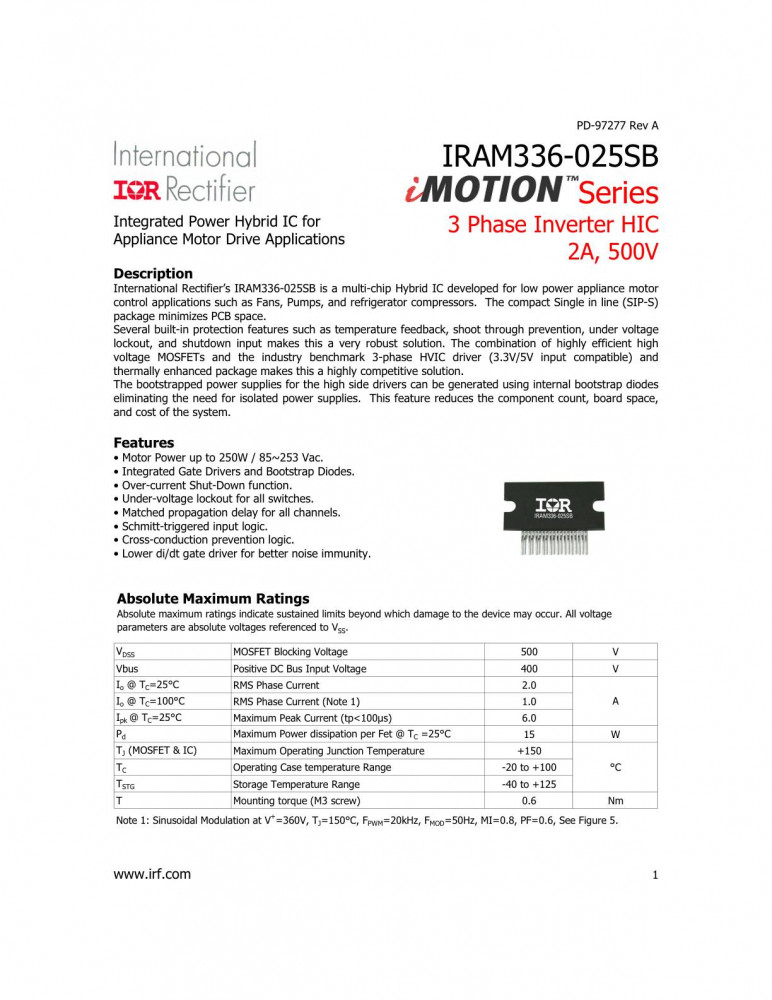 IRAM336-025SB3 datasheet page 1
