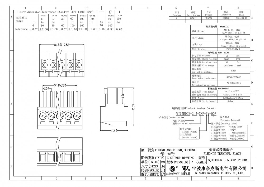 KANGNEX WJ15EDGK-3.5-09P-14-00A technical drawing