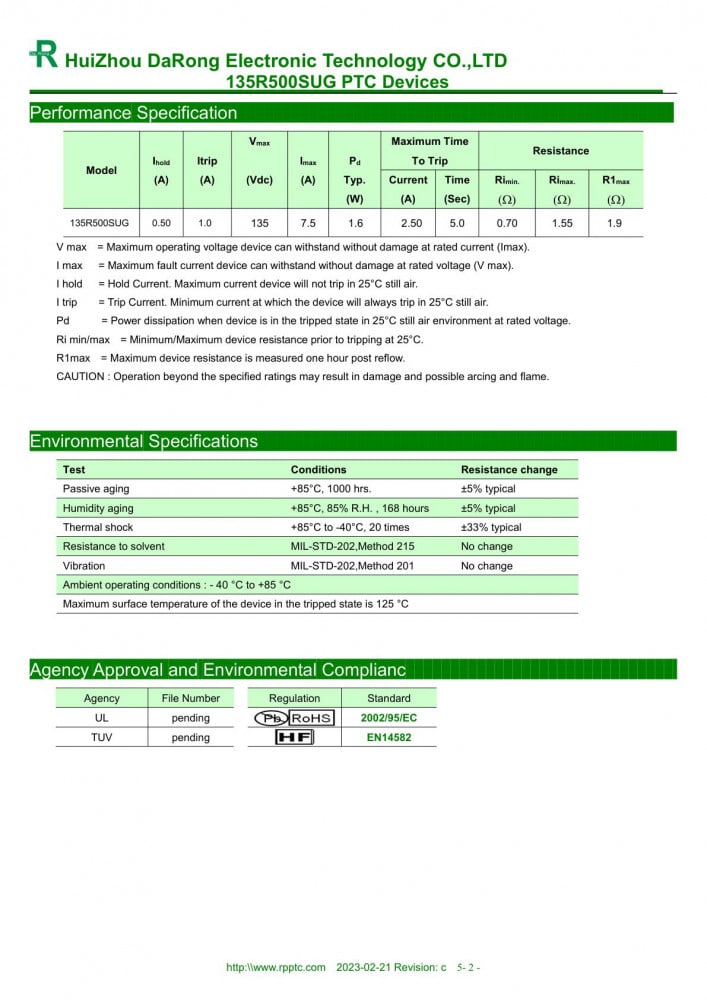 135R500SUG datasheet page 2