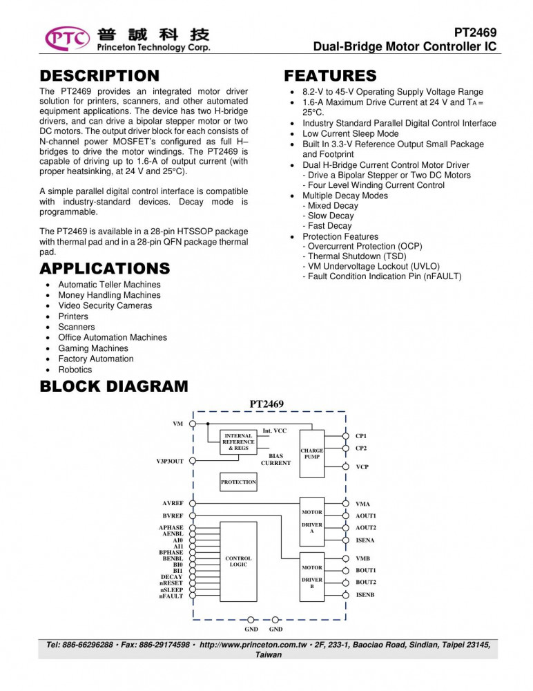 PT2469 datasheet page 1