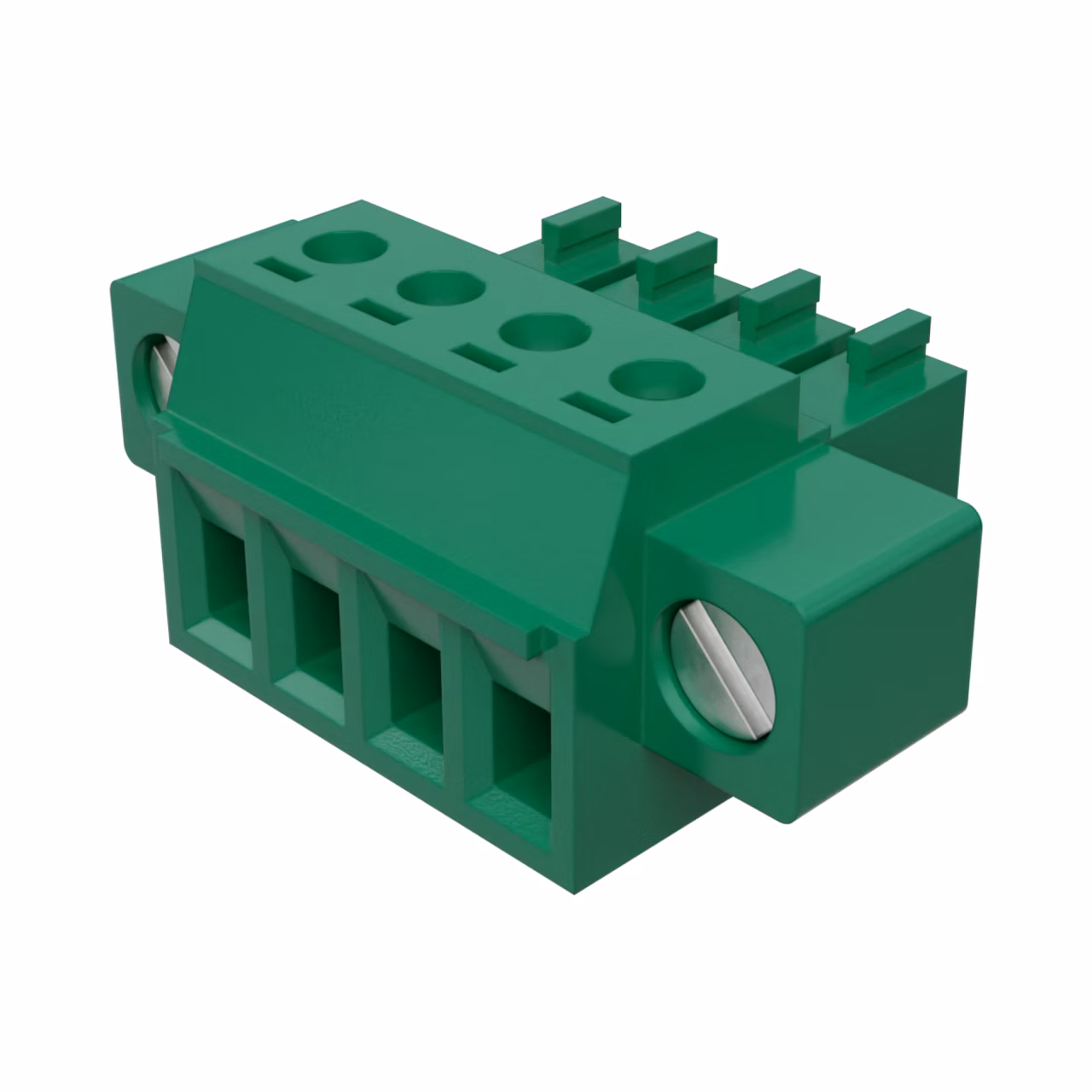 3.81mm Pitch Eurostyle Horizontal Plug, with Retention Screws and Reverse Imprinting, Green Housing, 4 Circuits for sale
