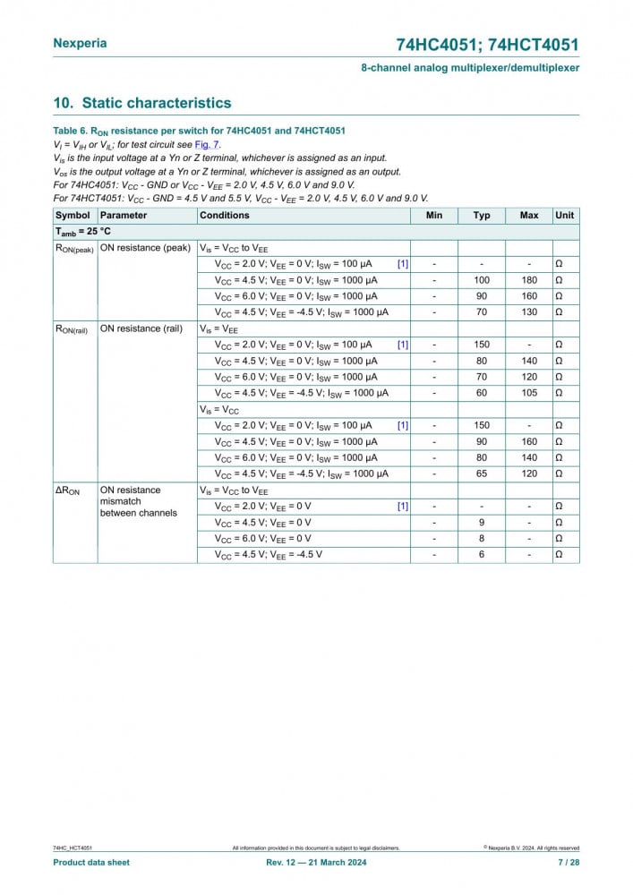 74HC4051 datasheet page 7