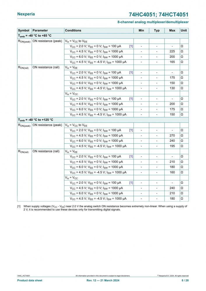74HC4051 datasheet page 8