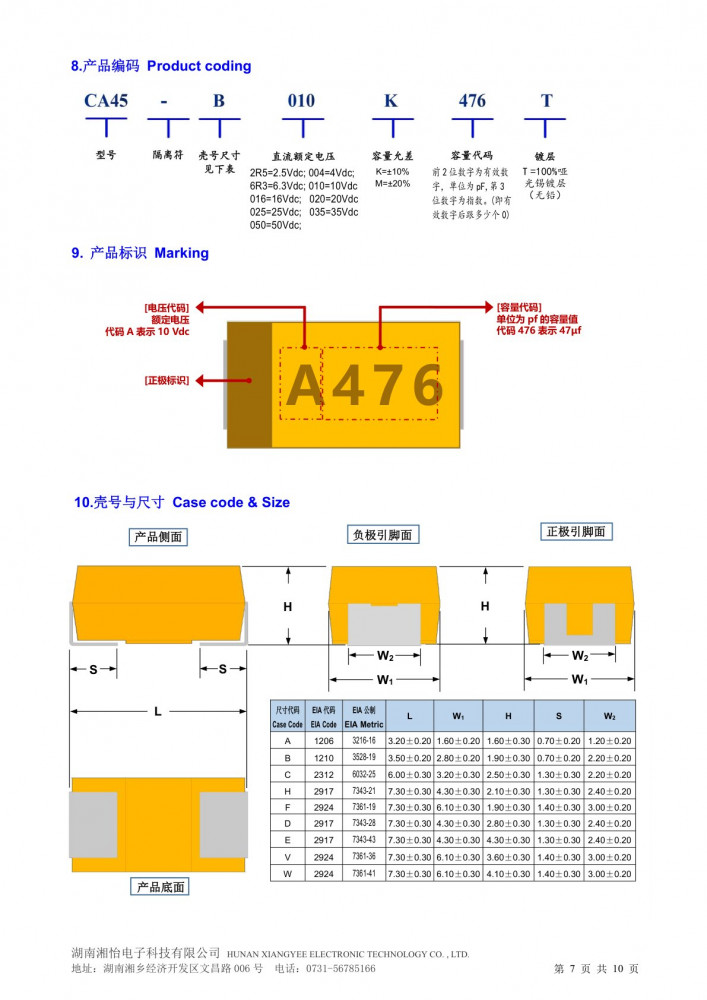 CA45-B010K476T specification page 9