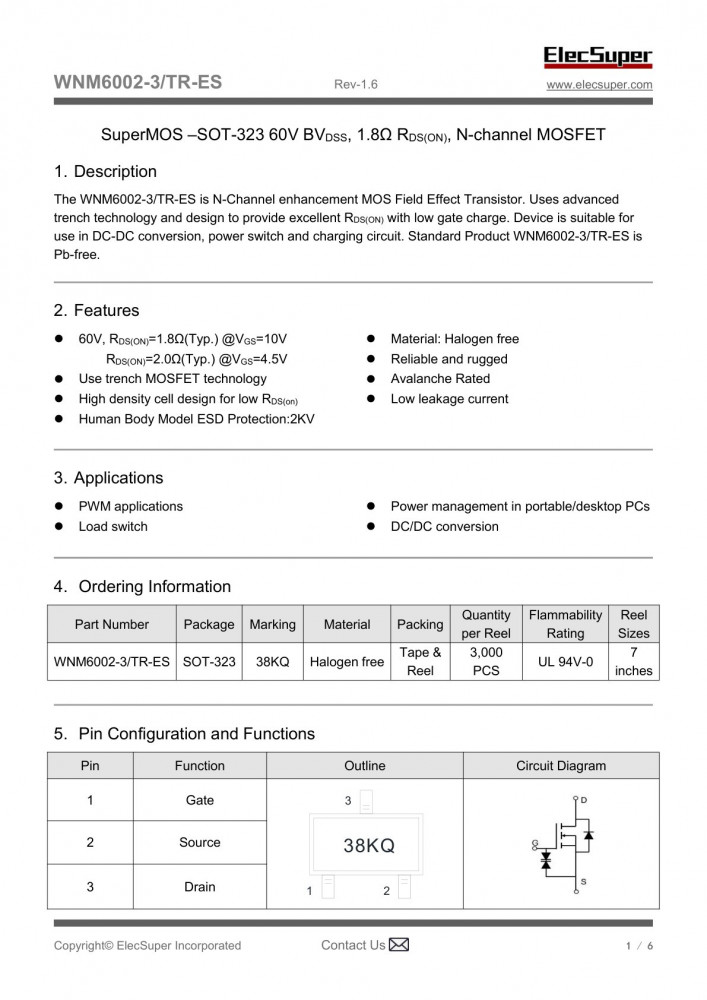 WNM6002-3/TR-ES datasheet page 1