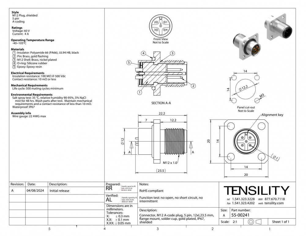 Tensility International 55-00241 product drawing