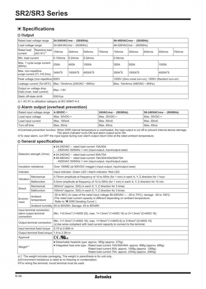 Autonics SR2-4475 technical document page 3