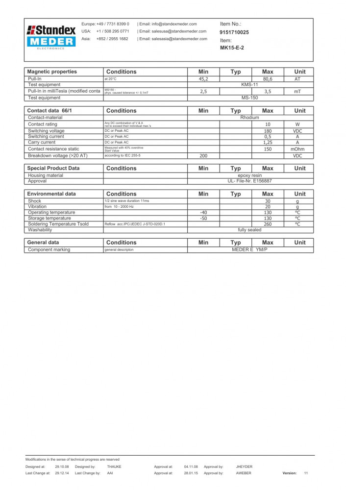 MK15-E-2 technical document page with PCB and assembly information
