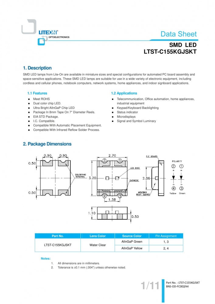 LTST-C155KGJSKT datasheet page 2
