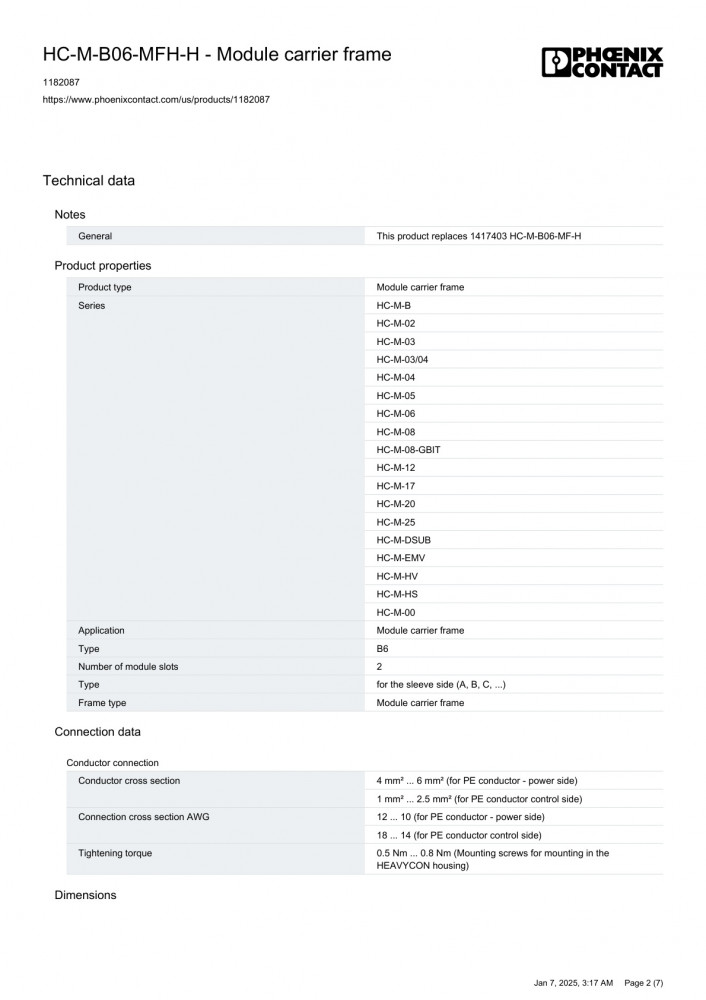 Phoenix Contact 1182087 technical document page 2