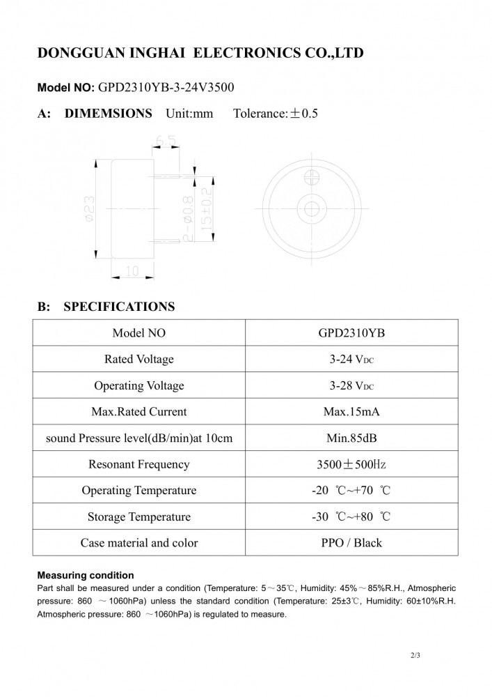 GPD2310YB-12V3500 specification page 2