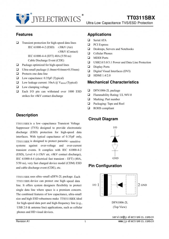 TT0311SBX datasheet page 1