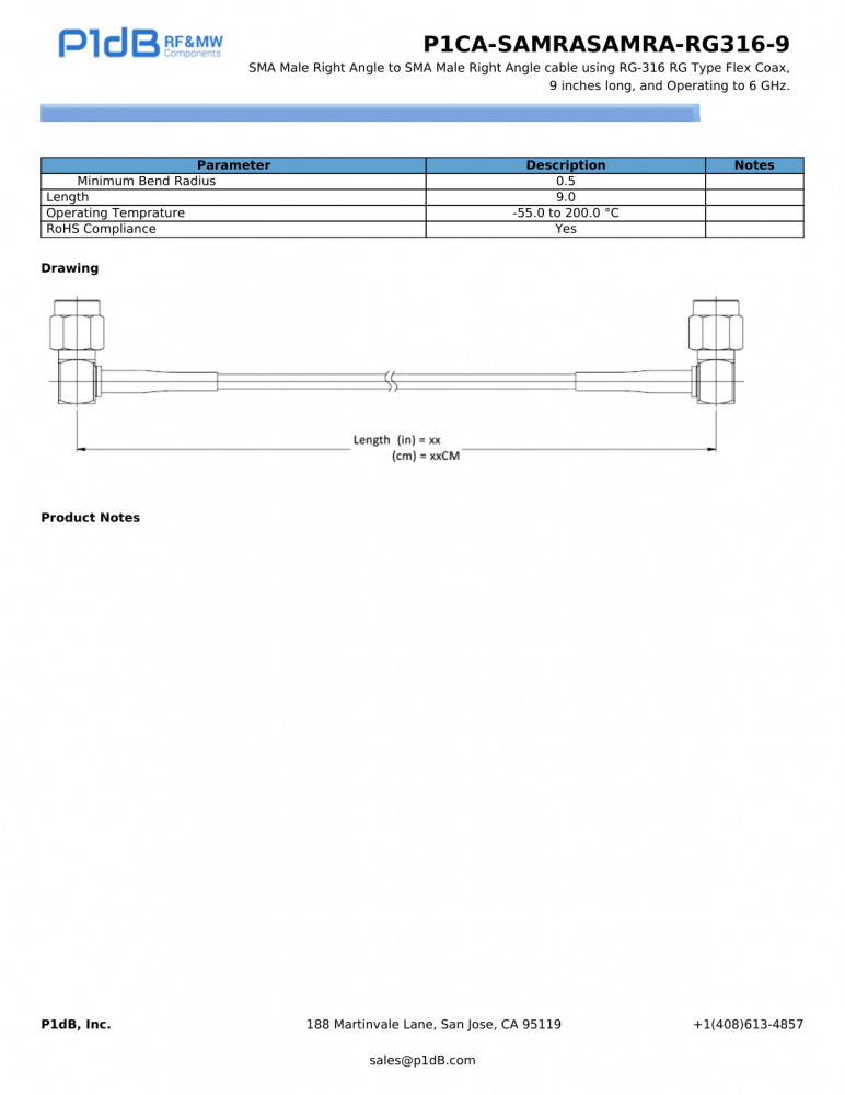 P1CA-SAMRASAMRA-RG316-9 product documentation image 2