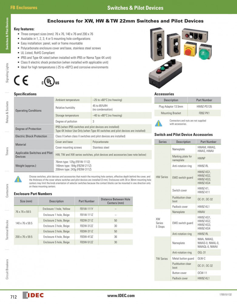 IDEC FB series enclosure technical document page 1