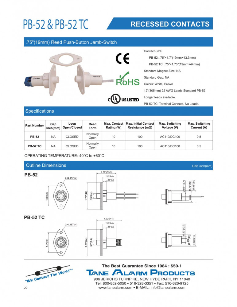 PB-52 and PB-52 TC product datasheet image