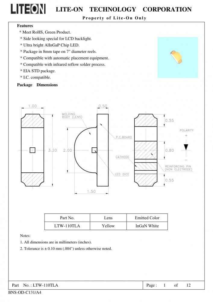 LTW-110TLA datasheet page 2