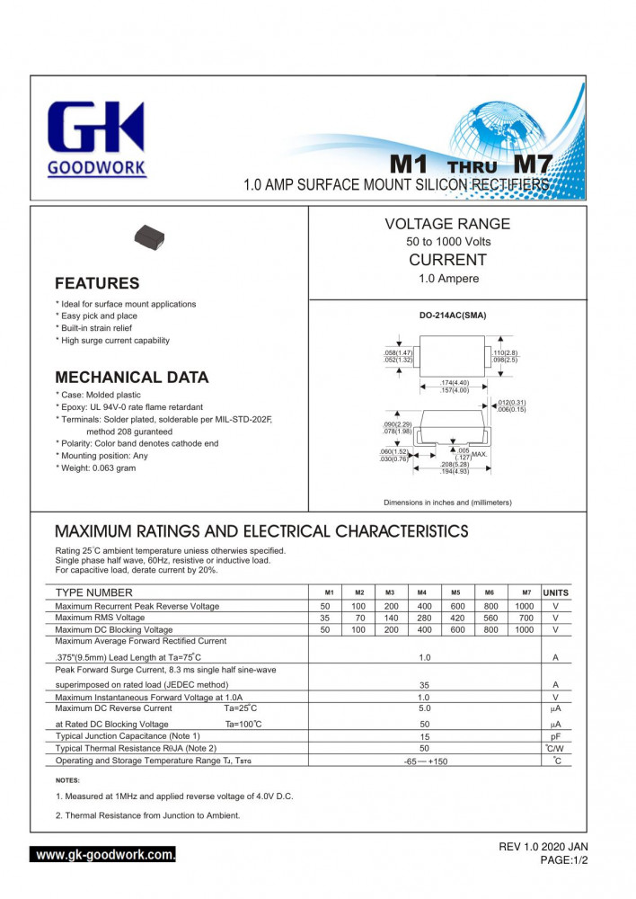 GOODWORK M7 datasheet page 1