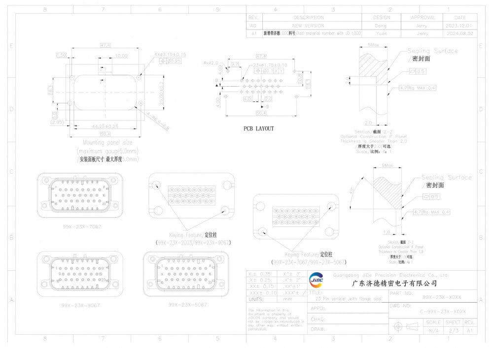 992-231-2003-1 technical drawing page 2