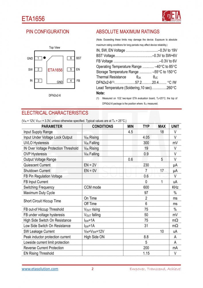 ETA1656D2G datasheet page 2