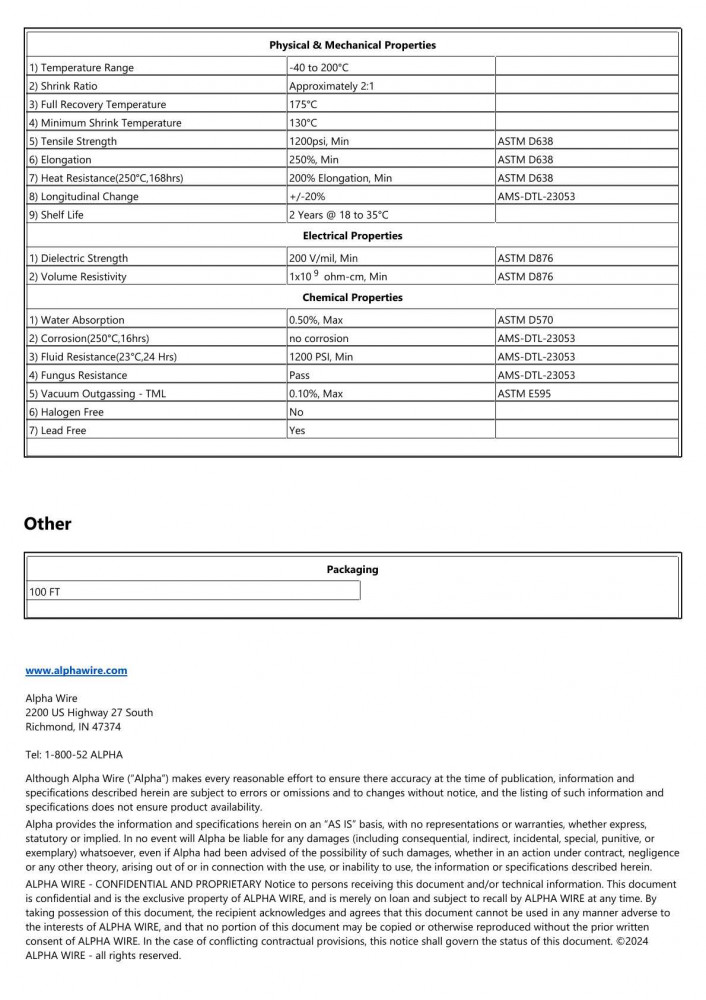 Alpha Wire F6501/4 BK005 technical document page 2