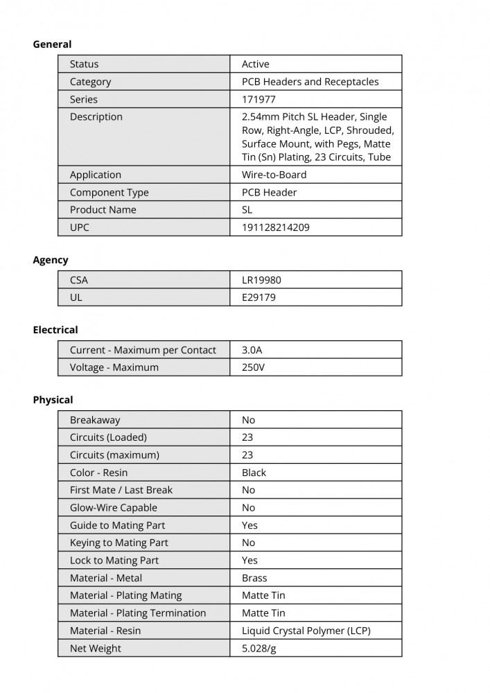 Technical document image 2 for MOLEX 1719770023