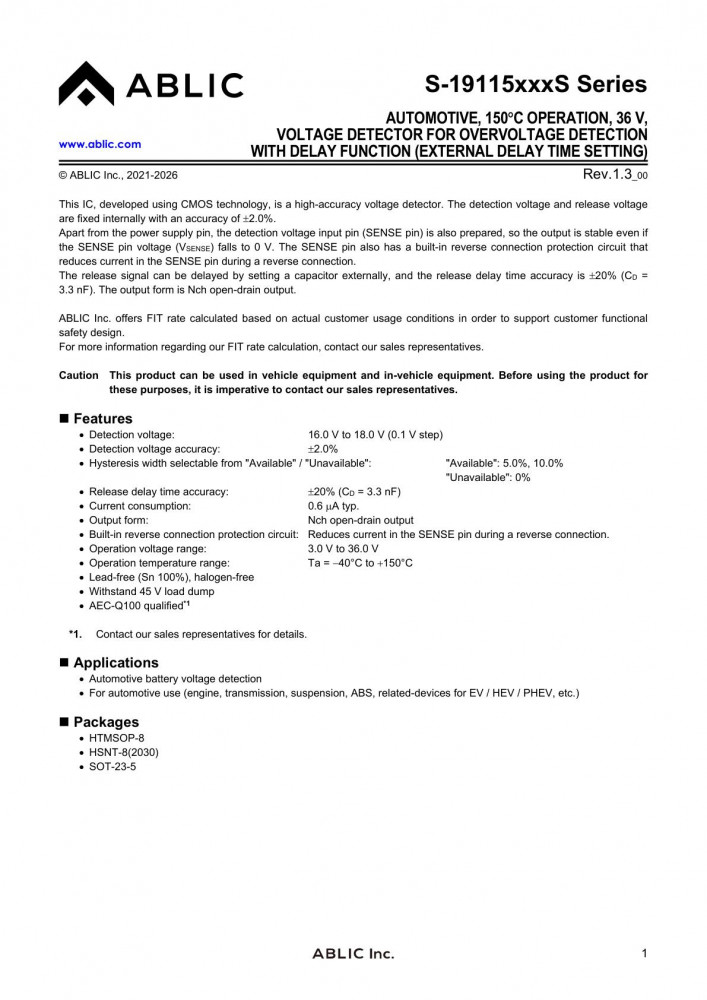 S-19115 datasheet page 1