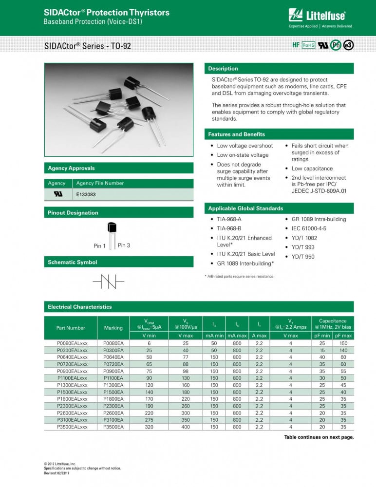 P2600ECL datasheet page 1