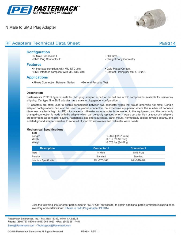 PE9314 technical document page 1