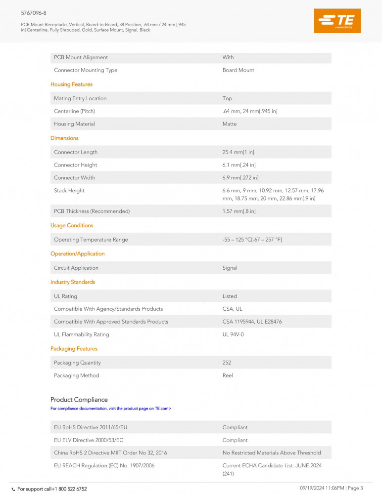 TE Connectivity 5767096-8 document page 3