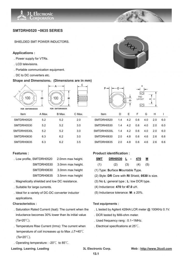 SMTDRH series datasheet page 1