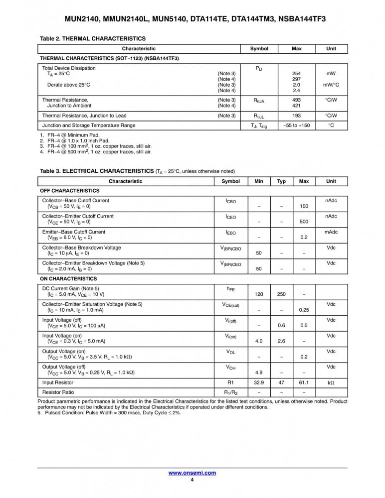 DTA144TET1G datasheet page 4