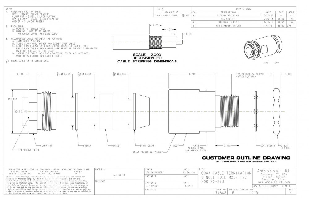 Amphenol 000-1075 technical drawing page