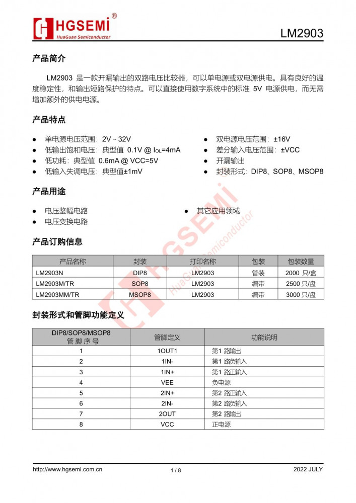LM2903MM/TR datasheet page 1