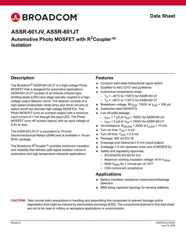 ASSR-601JV datasheet page 1
