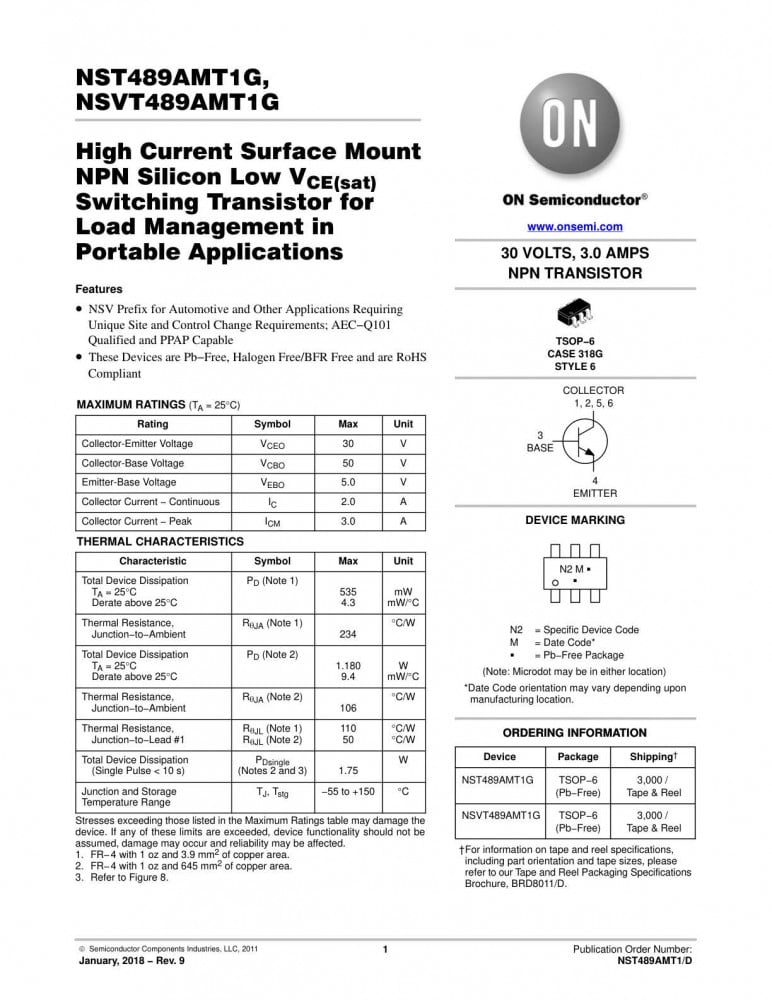 NST489AMT1G datasheet page 1